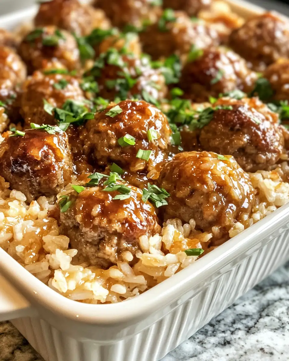 Irresistible Honey Garlic Meatball Rice Bake Recipe